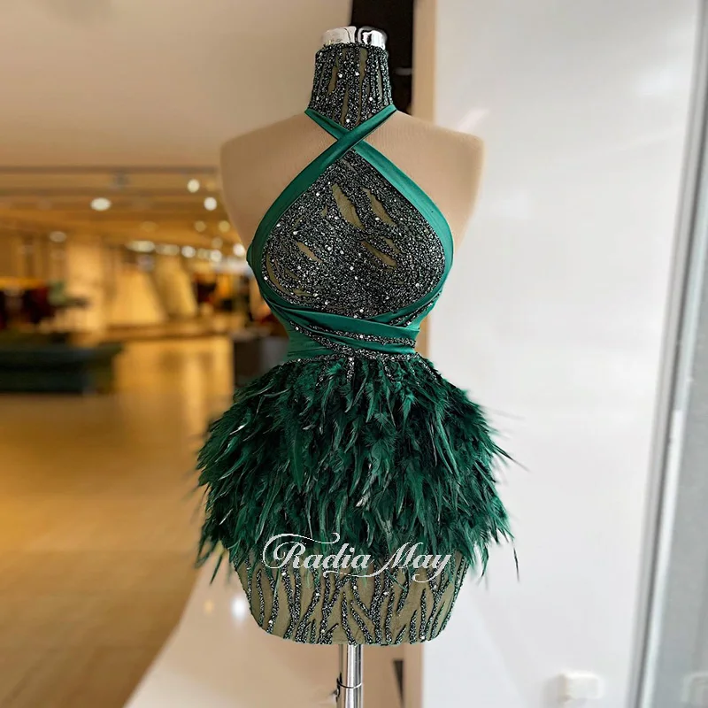 Short Feather Prom Dresses 2022