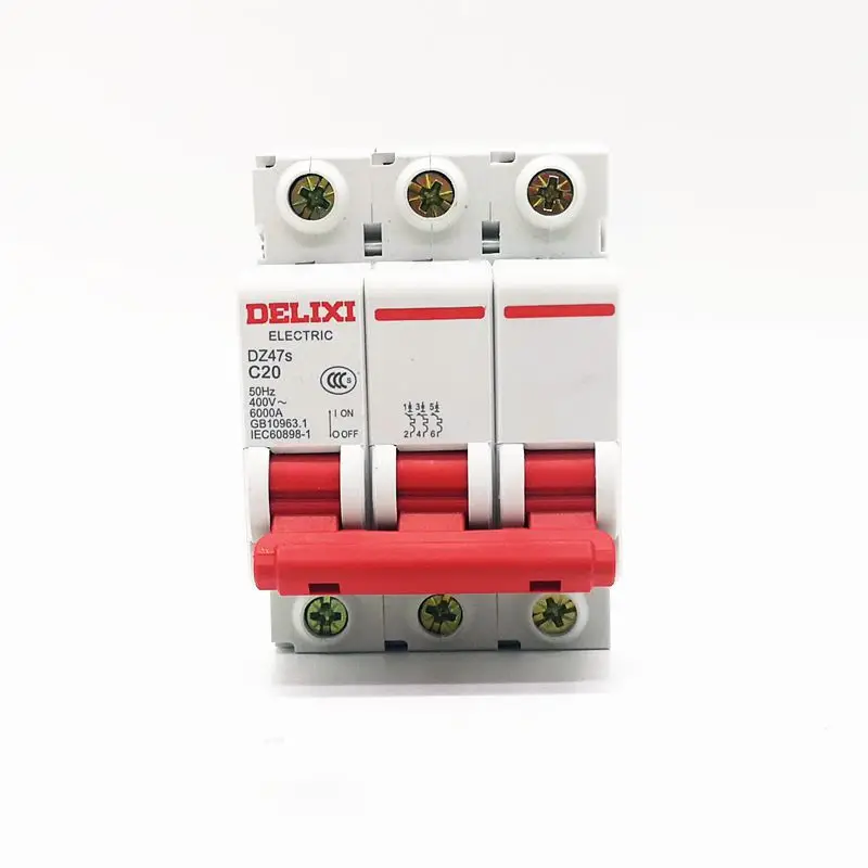 DELIXI Circuit Breaker DZ47S C Type 3 Poles 1A 3A 6A 10A 16A 20A 25A 32A 40A 50A 63A MCB C45 ...