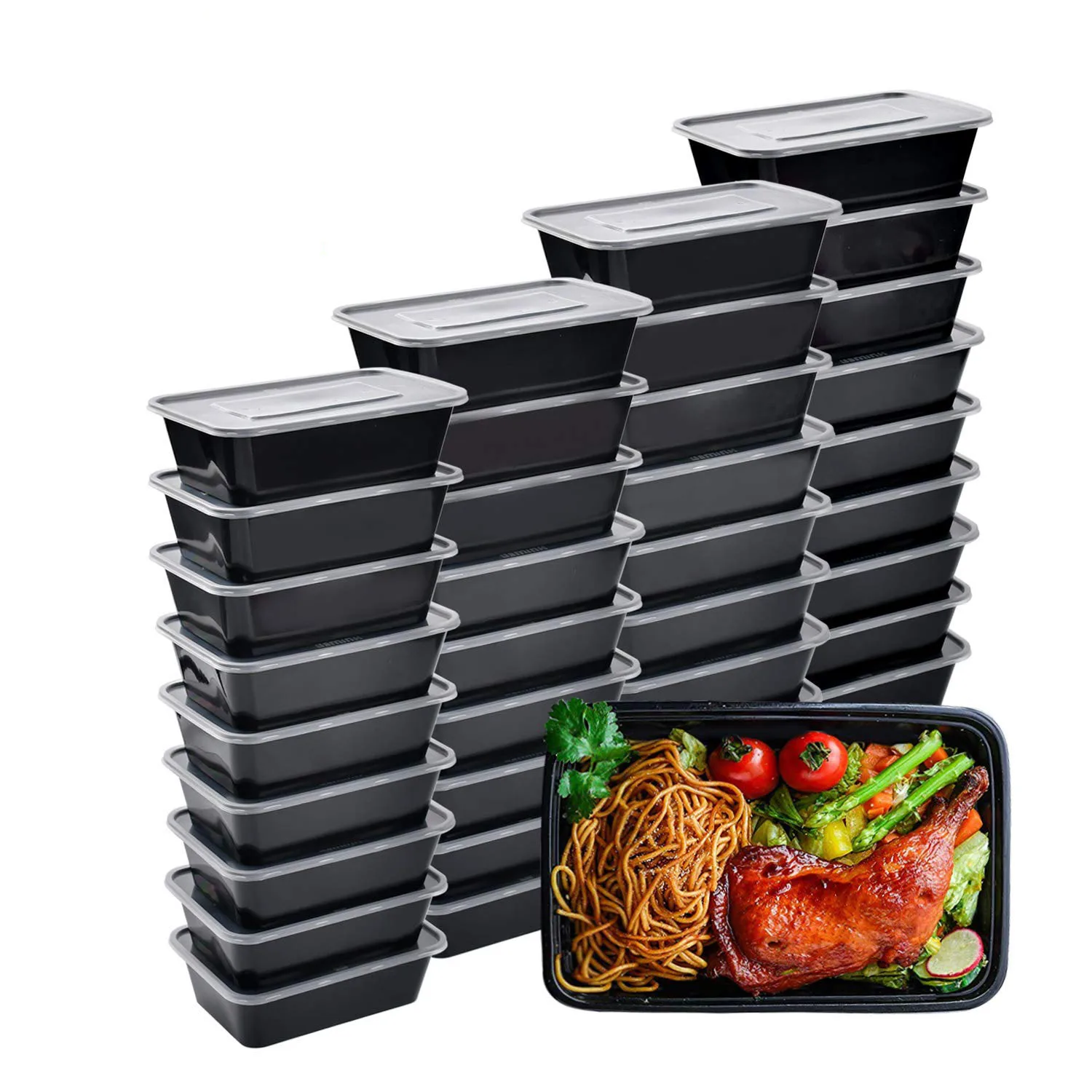 10 Pack Single Container Meal Prep Containers, Bento Boxes Disposable ...