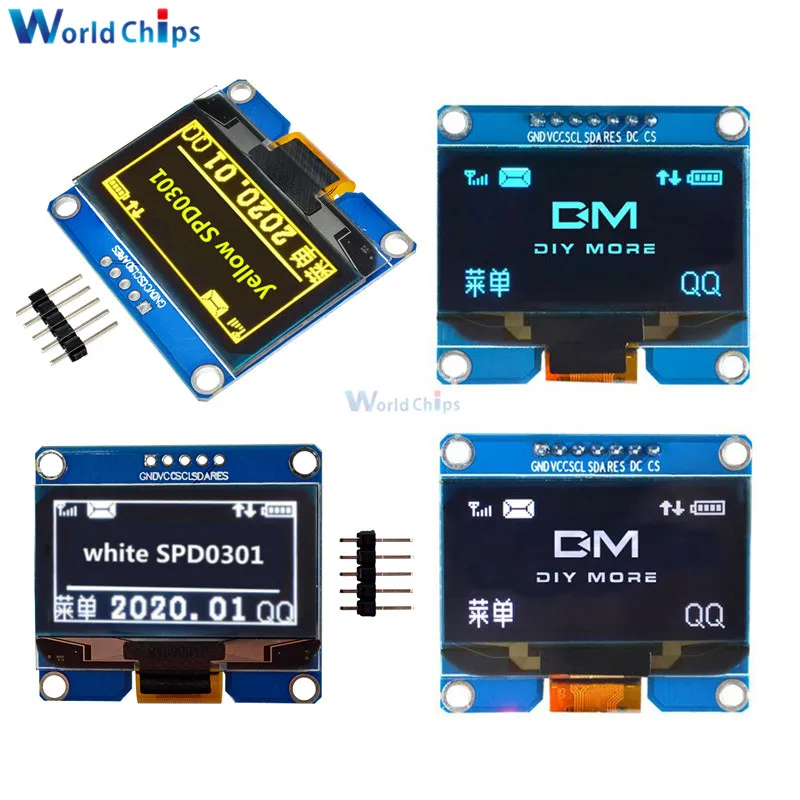 1-54-inch-PM-5PIN-7PIN-White-Blue-Yellow-OLED-Module-IIC-I2C-Interface ...