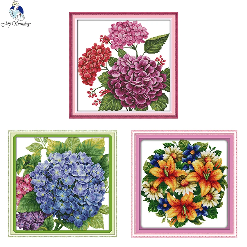 Joy-Sunday-hydrangea-series-flower-pattern-cross-stitch-14ct-white-11ct ...