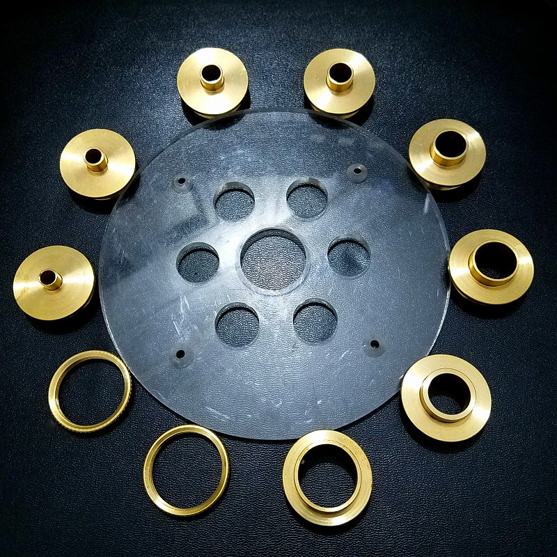 10PCS Brass Router Plate Guide Bushings + Round Base bottom Plate For ...