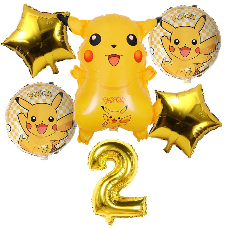 Cartoon Pokemon Pikachu Foil Balloons 1 2 3 4 5 6 7 8 9 Digital ...