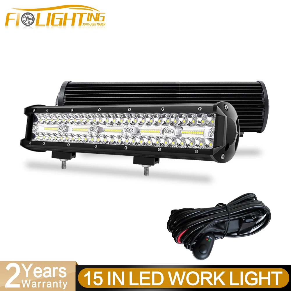New-380mm-300W-17-Inch-3ROWS-12V-24V-Led-Light-Bar-Offroad-Light-Spot ...