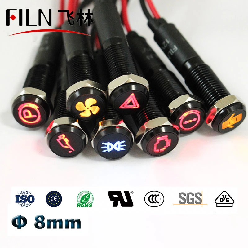 Filn 8mm Black Housing Led Red Yellow White Blue Green 12v Led ...