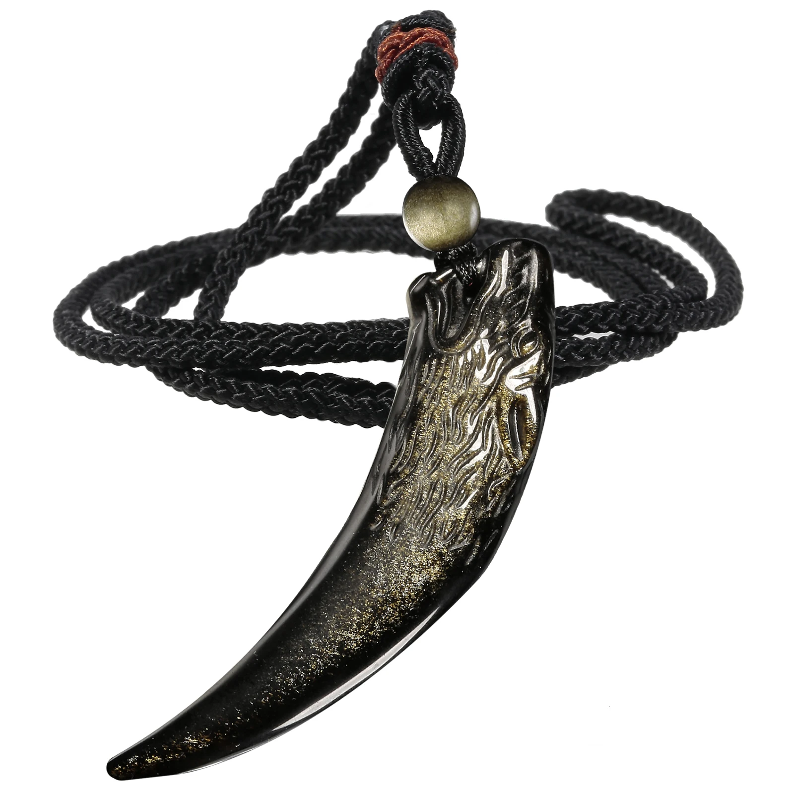 TUMBEELLUWA-Engraved-Wolf-Tooth-Colored-Obsidian-Stone-Pendant-Necklace ...