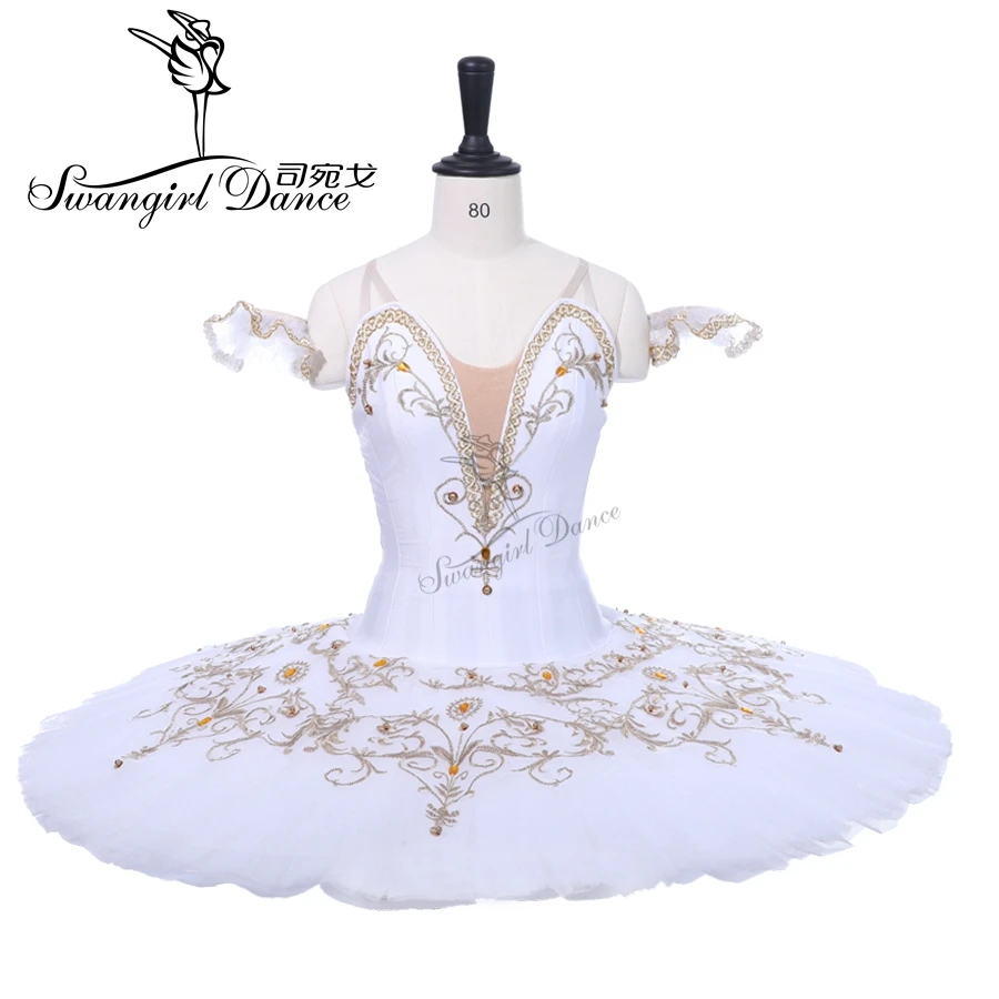 Adults Professional Tutu White Gold Women Pancake White Swan Ballet ...