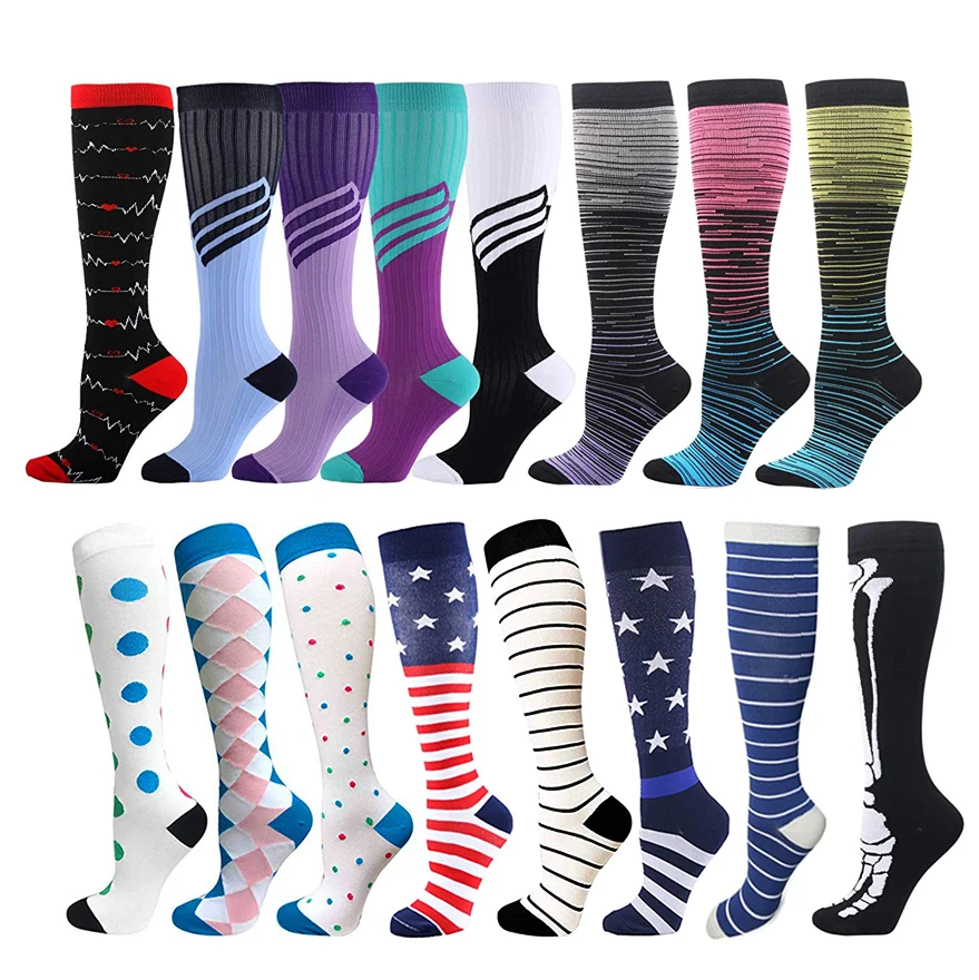 HYSAIXIA-Men-Women-Compression-Socks-Sports-Pattern-Star-Dots-Lines-Dog ...
