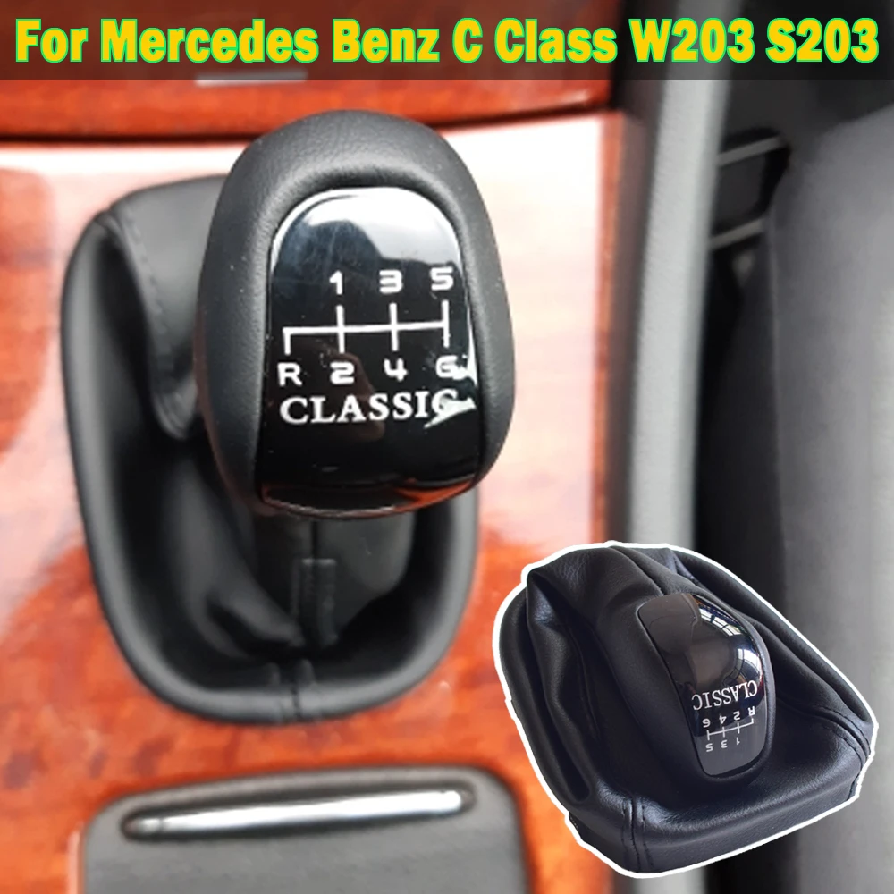For-Mercedes-Benz-C-Class-W203-S203-5-6-Speed-Shifter-Car-Leather-Boot ...