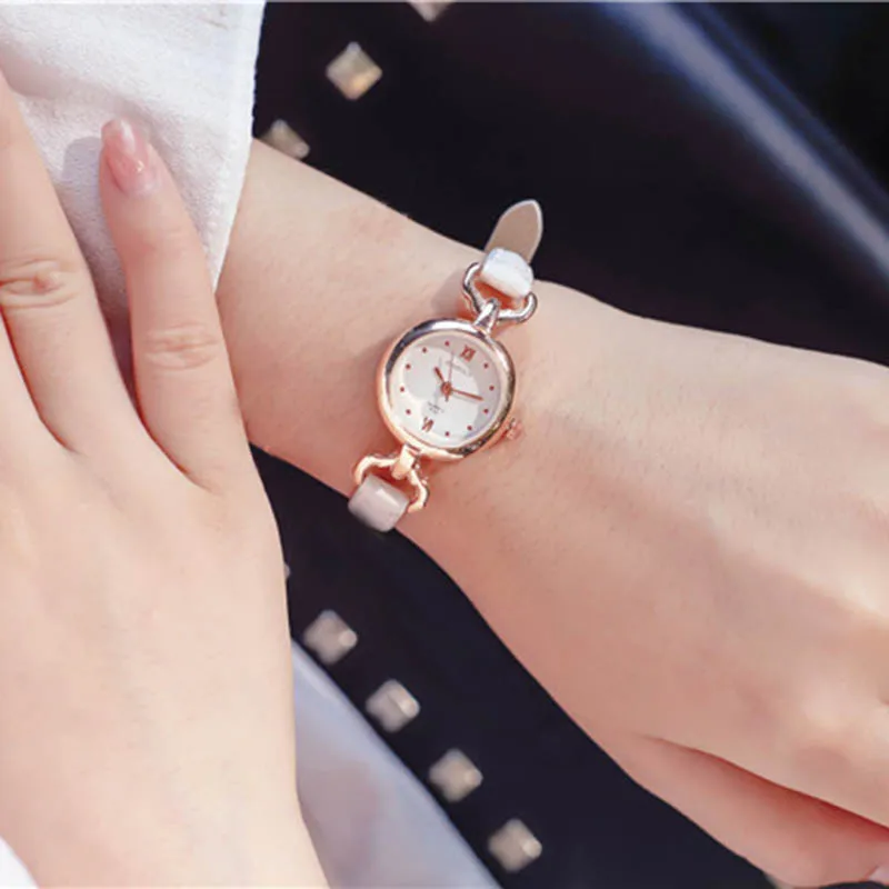 Women Girl Simple Quartz Wrist Watch Pu Leather Strap Mini Thin Dial ...