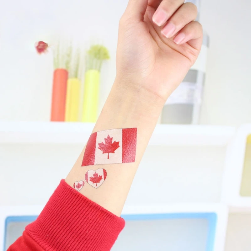 Canadian Flag Tattoo Ripping Through Skin