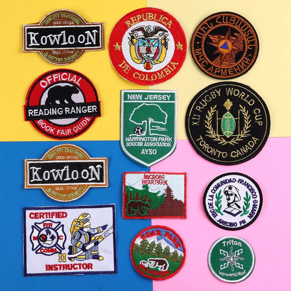 Punk Brown bear Embroidery kowloon Patches for Clothing Iron on Clothes ...