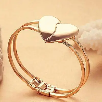 Bangle Love Heart Bracelets Bangles | Womens Gold Bangle Heart ...