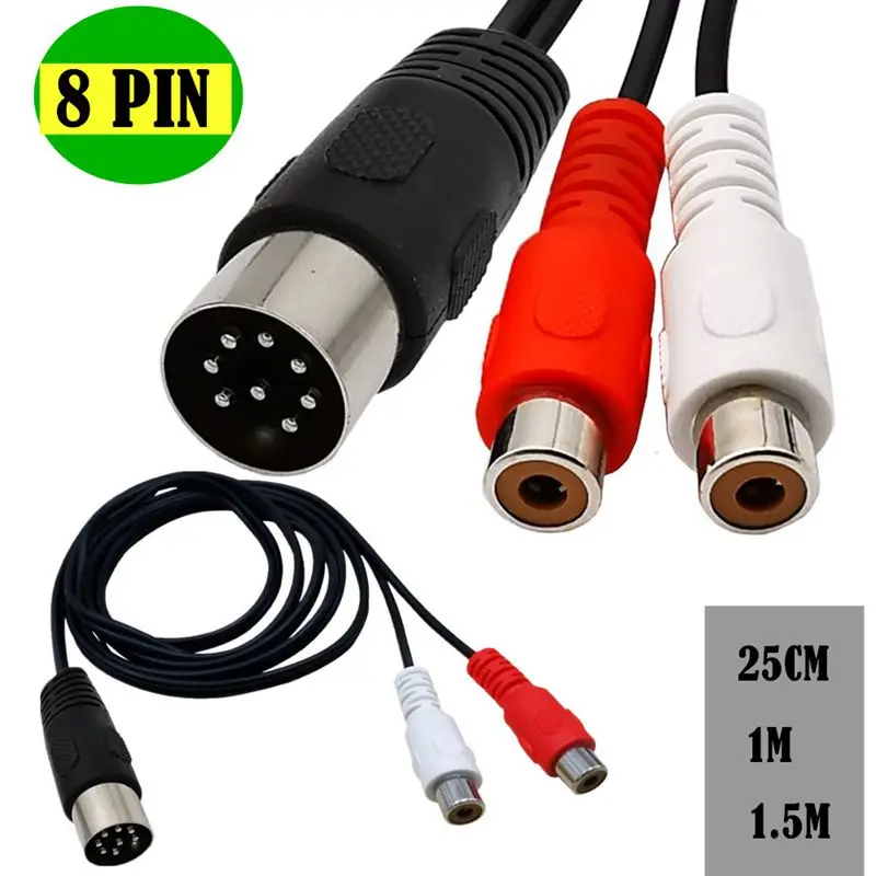 Din-8-Pin-To-2RCA-Cable-8Pin-Din-Male-Plug-To-2-RCA-Female-Audio ...