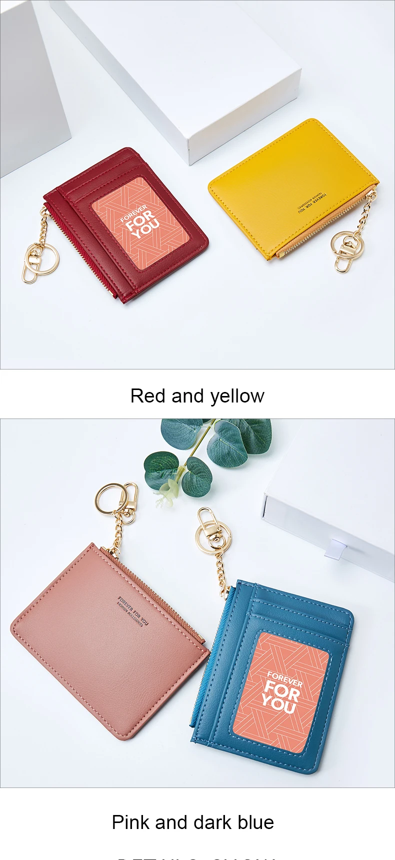 Brand Card Holder Women Soft PU Leather Key Chain Bag Small Card ...