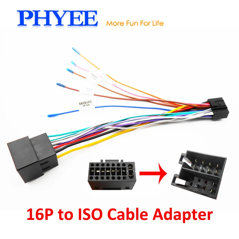16 Pin To Iso Cable Adapter 16p Male Plug Iso Female Connector Wiring ...