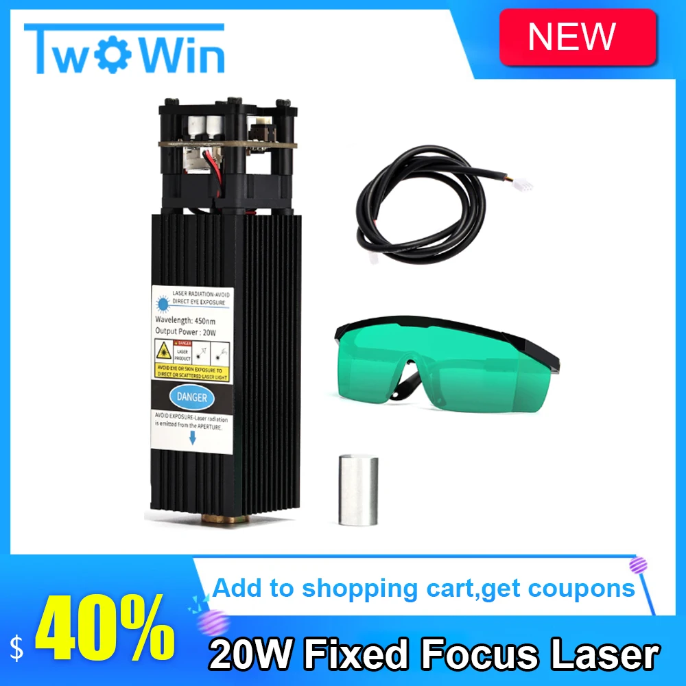 High Power 20W Fixed Focus Laser Head With TTL PWM For CNC 3018 PRO MAX ...