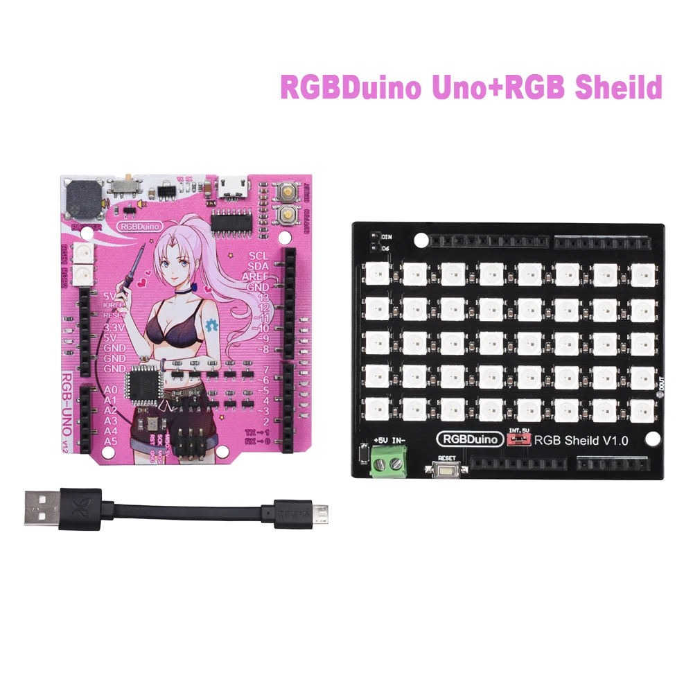 RGBDuino UNO V1.1/V1.2 Demooard + RGB Sheild LED Panel ATmega328P Chip ...