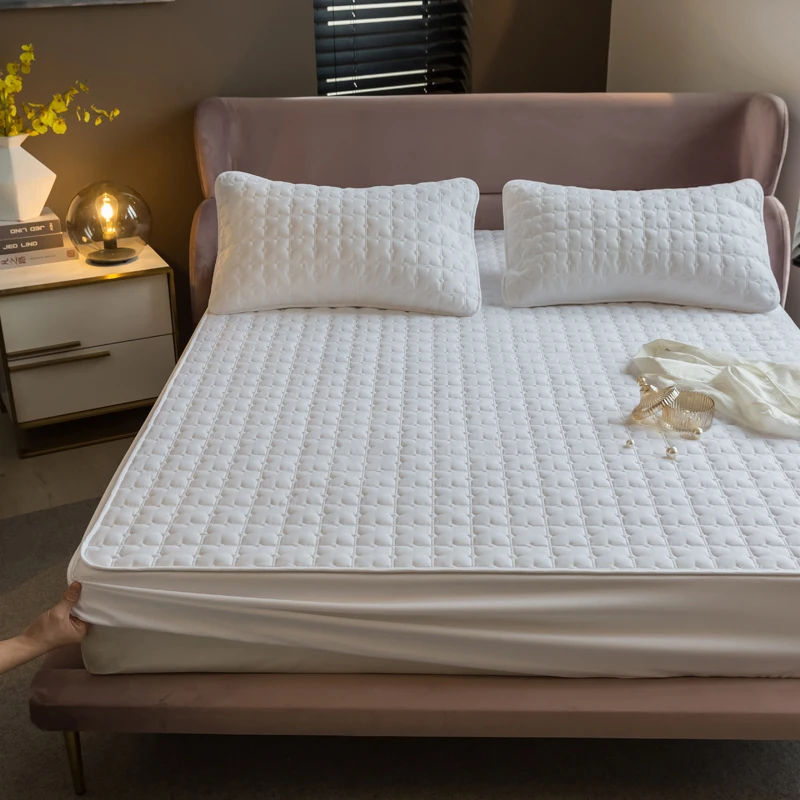 High-quality Quilted Mattress Cover Solid Color Mattress Cover ...