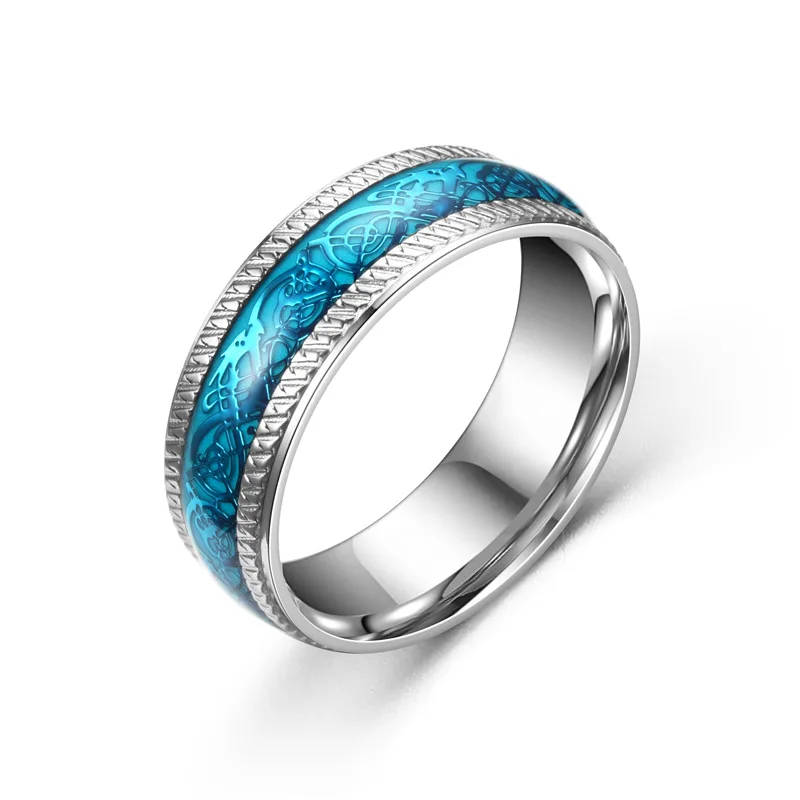 Dragon Men Wedding Band Ring | Stainless Steel Wedding Band | Blue ...