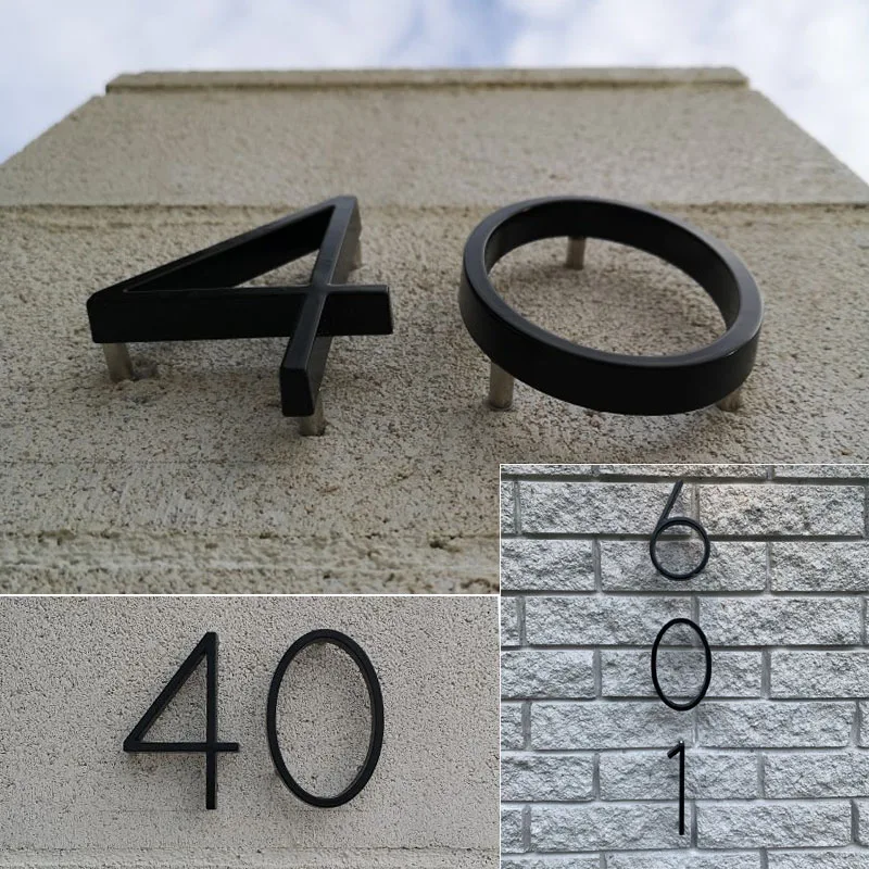 Black-Floating-House-Numbers-Doorplate-Letters-Metal-Address-Sign-Plate ...