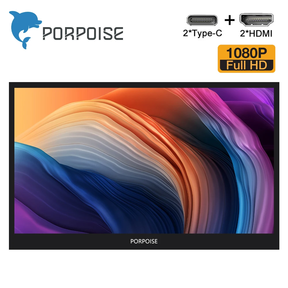 PORPOISE 17.3Inch FHD Monitor 1920X1080 IPS HDMI Type C Screen Display ...