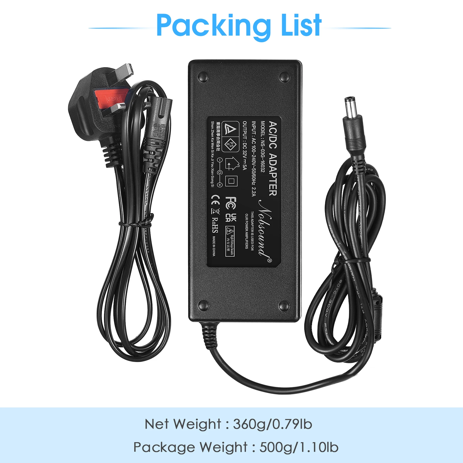 Nobsound NS-03G-16032 AC 100-240V DC 32V 5A 160W 電源アダプター - アンプ