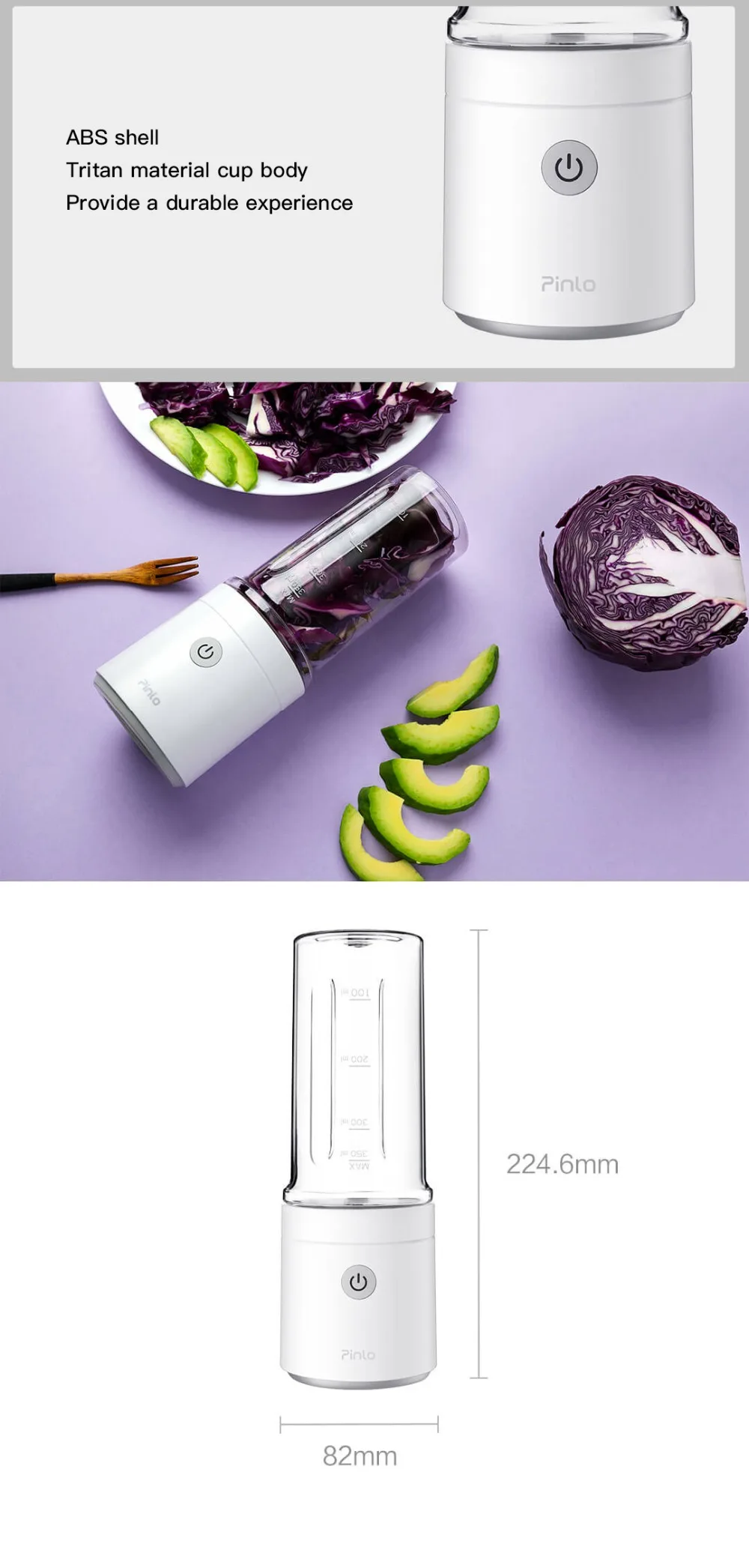 Xiaomi Pinlo 350ml Portable Juicer Squeezer Smoothie Blender Fruit ...