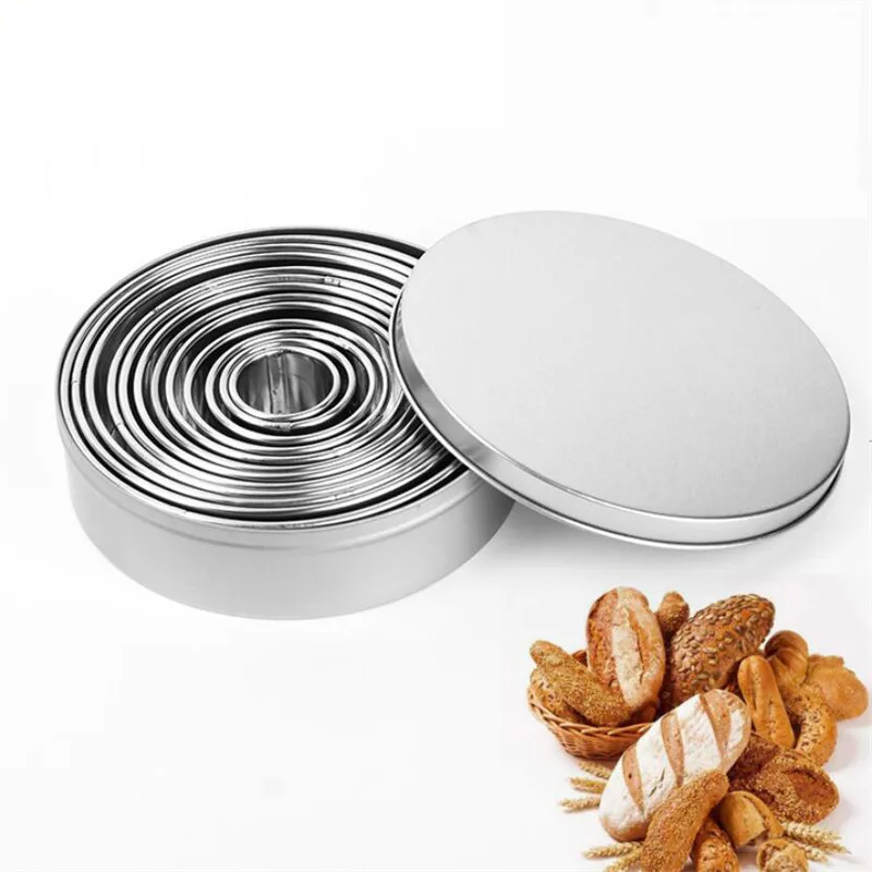 11pcs-set-Stainless-Steel-Round-Cookie-Biscuit-Cutters-Circle-Pastry ...