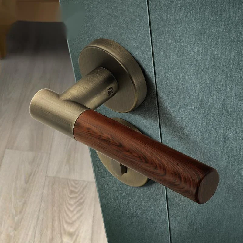 Classic Thick Interior door lock simple wood grain bathroom handle door ...