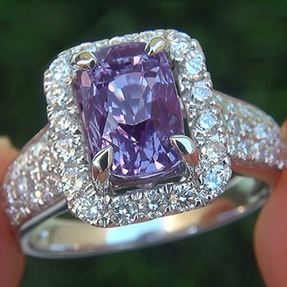 Huitan Gorgeous Women Finger Rings Graceful Female Party Accessories Full Bling Iced Out Unique Purple Color Cubic Zirconia Ring AliExpress 36