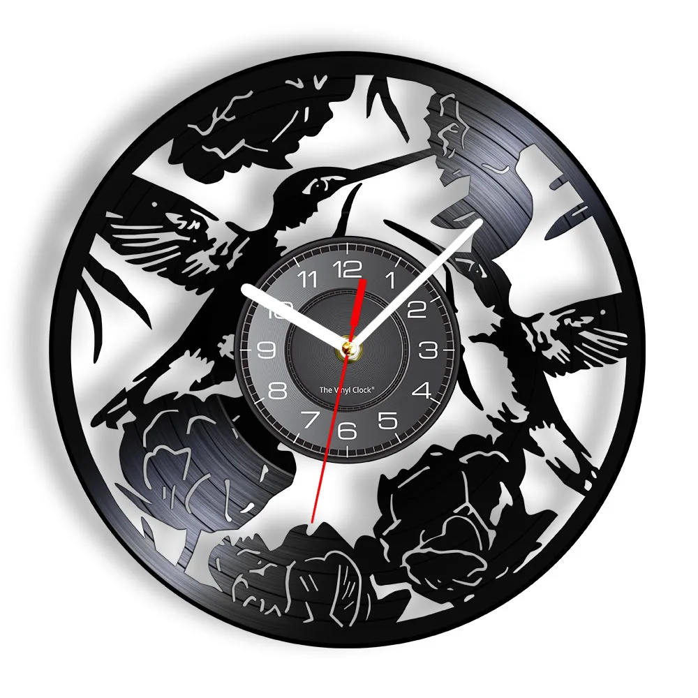 Hummingbird-Silent-Move-Wall-Clock-For-Bedroom-Nature-Lover-Floral-Home ...