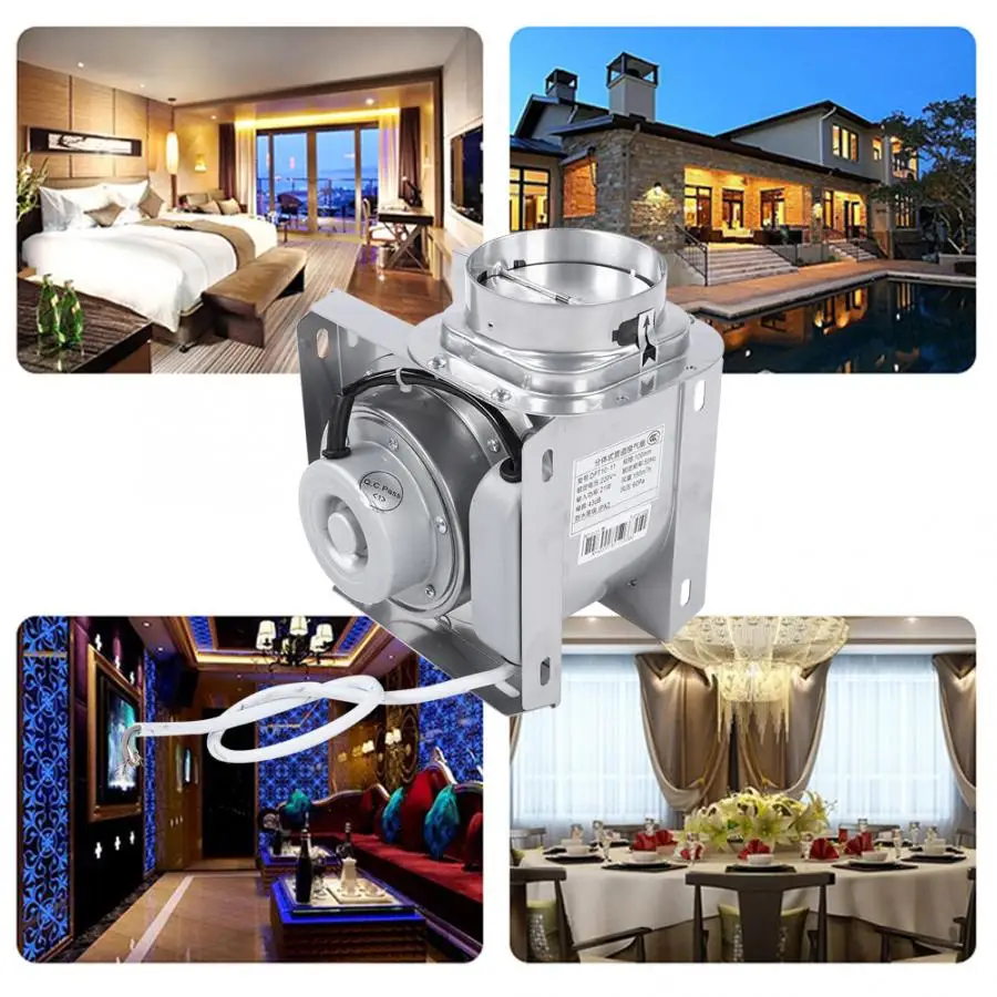 4Inch Axial Duct Fan Concealed Silent Air Ventilator Pipe Ventilation ...