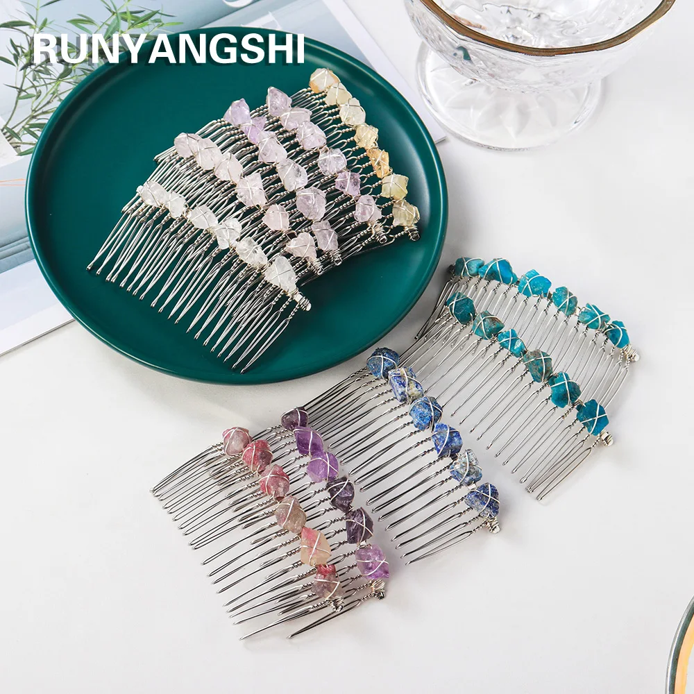 Peine para el pelo de cuarzo Natural y colorido, piedra Reiki sin ...
