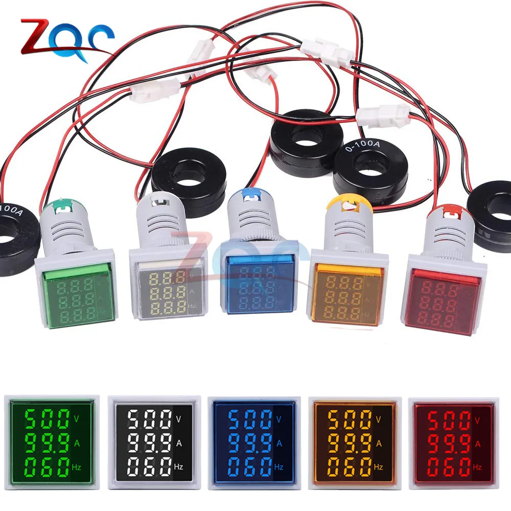 Square-LED-Digital-Voltmeter-Ammeter-HZ-Hertz-Meter-Signal-Lights ...