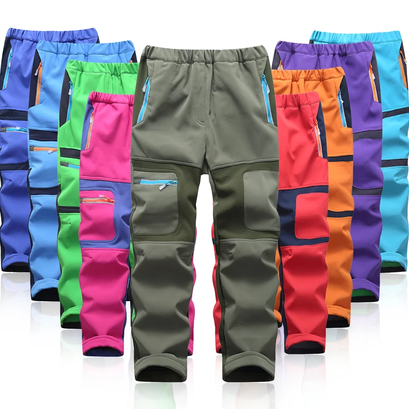 Brand-Waterproof-Soft-Shell-Boys-Girls-Hiking-Pants-Fleece-Padded-Kids ...