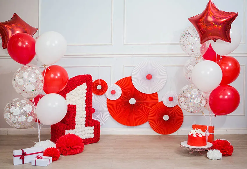 Happy Birthday Red And White Balloons