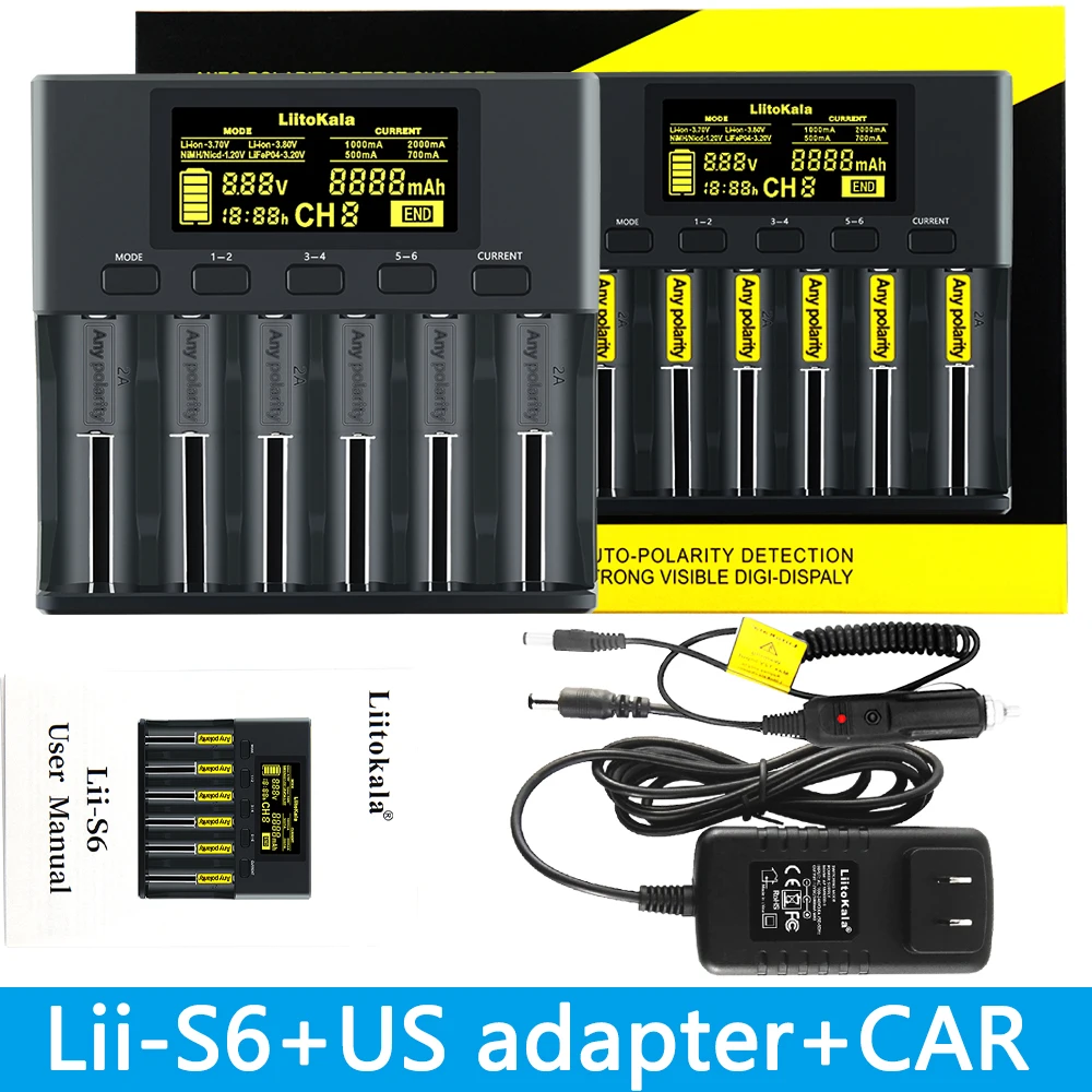 New Liitokala Lii-s6 Battery Charger 18650 Charger 6-slot Auto-polarity ...