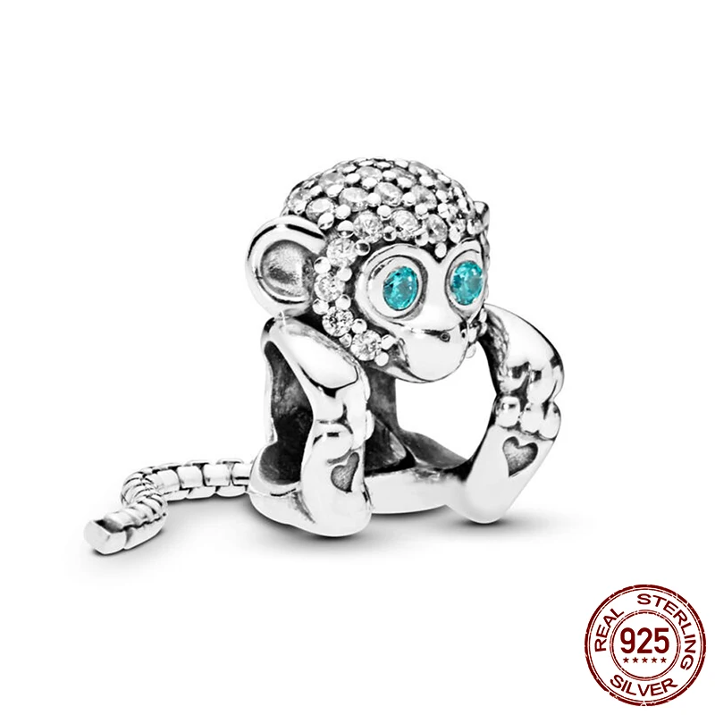 Classic 100% 925 Sterling Silver Beads Sparkling Monkey Charms Fit ...