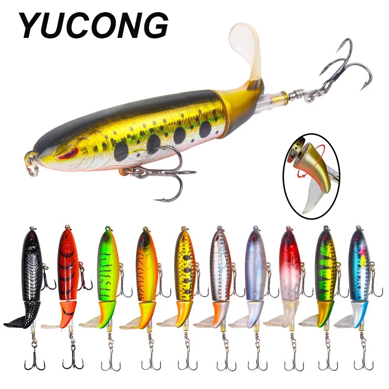 Señuelos De Pesca Topwater (4 Unidades) - Tipo Lápiz Plopper Con Cola ...