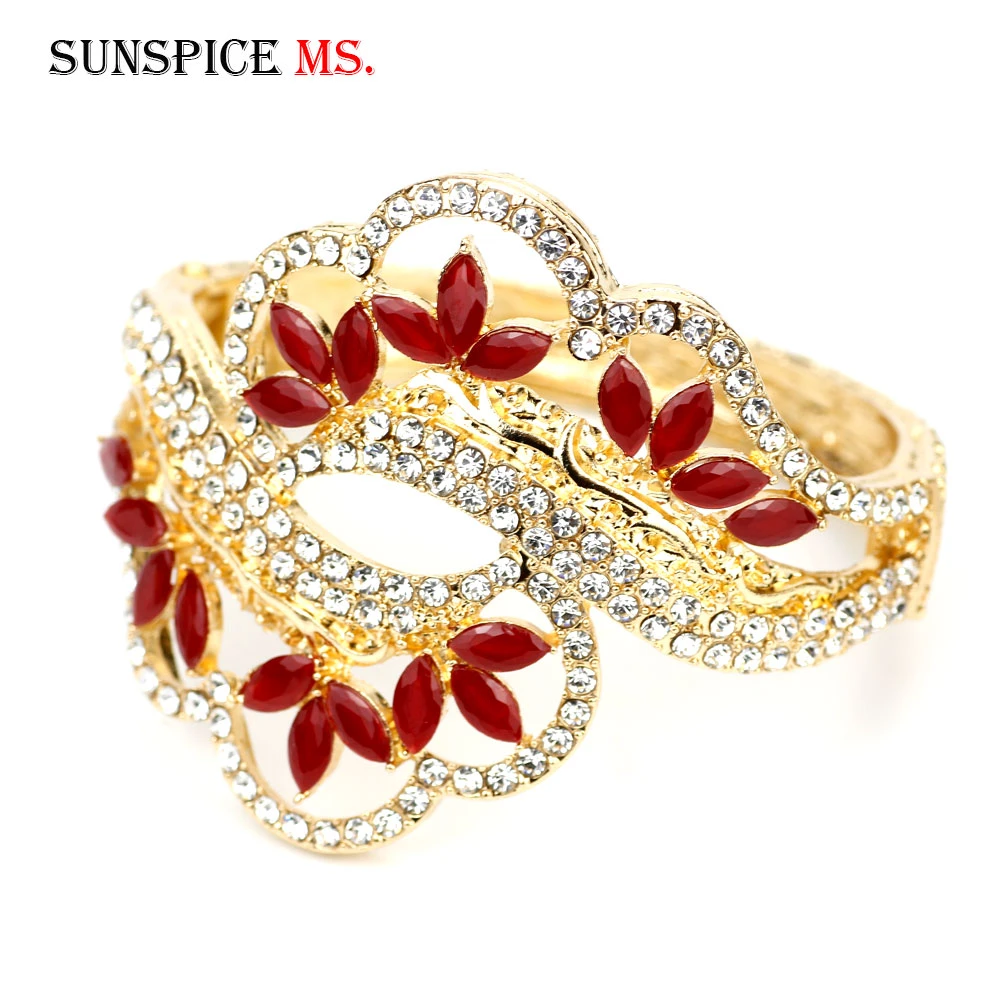 Sunspicems Elegant 18k Gold Color Moroccan Cuff Bracelet Bangle For ...