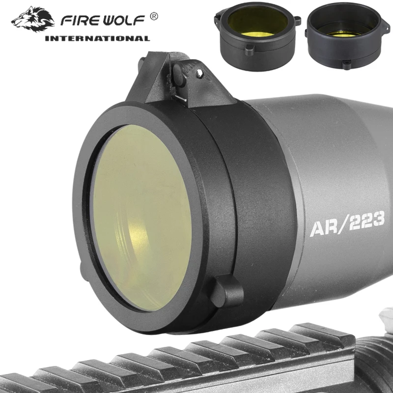 Yellow Rifle Scope Quick Flip Spring Up Open Lens Cover Cap for Caliber ...