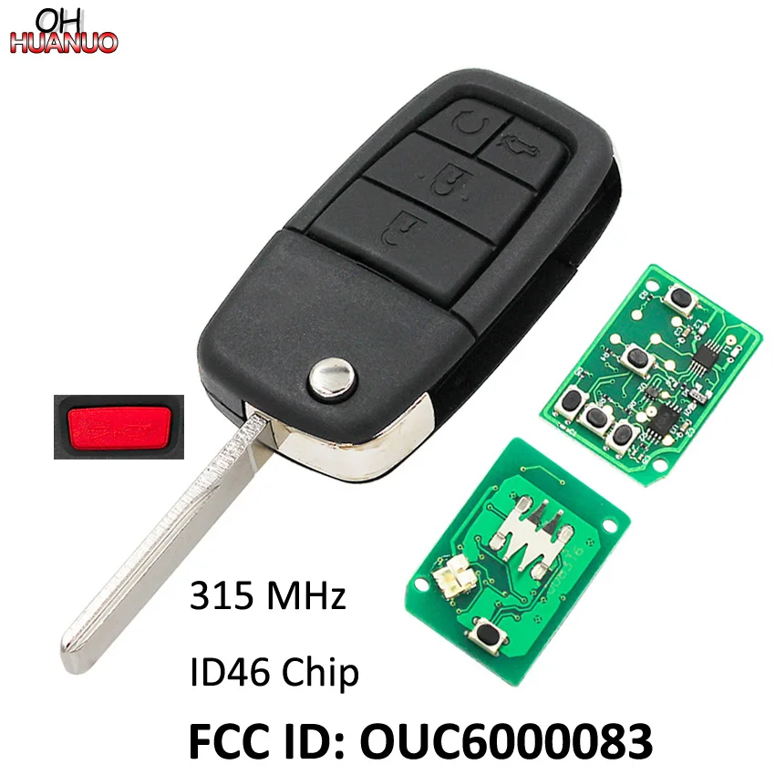 4+1/5 Button Folding Remote Key Fob 315MHz With ID46 Chip for Pontiac ...
