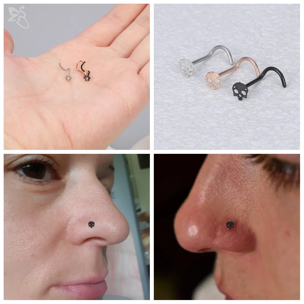 Piercing au nez,Anchor r--Piercing nasal en cristal pour femme, 6 ...