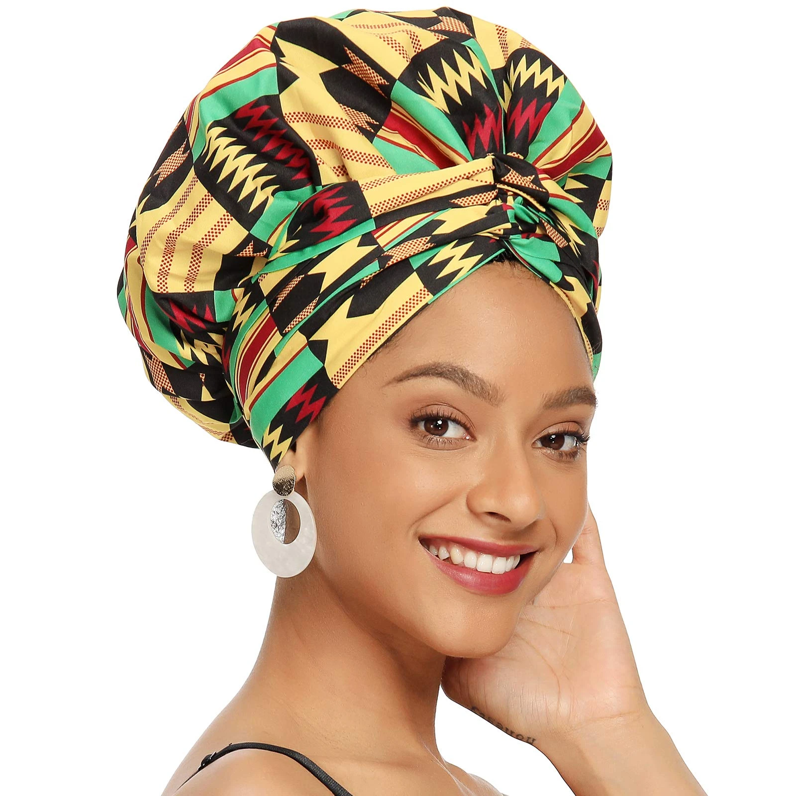 Women Satin Lined Headwear Bonnet Curly Hair Bonnet For Sleeping Ankara ...