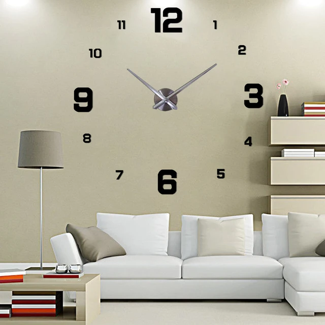 47 inch Acrylic Large Wall Clock Self-adhesive Angel Time Sticker DIY ...
