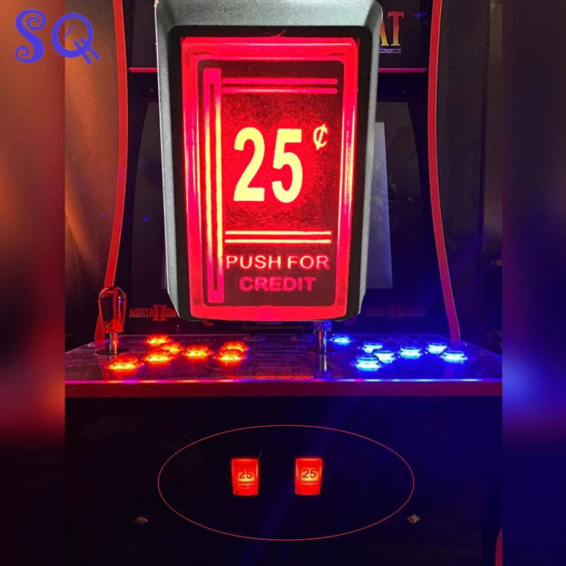 10pcs/lot 0.25 / 25 cents Push For Credit LED button Arcade game ...