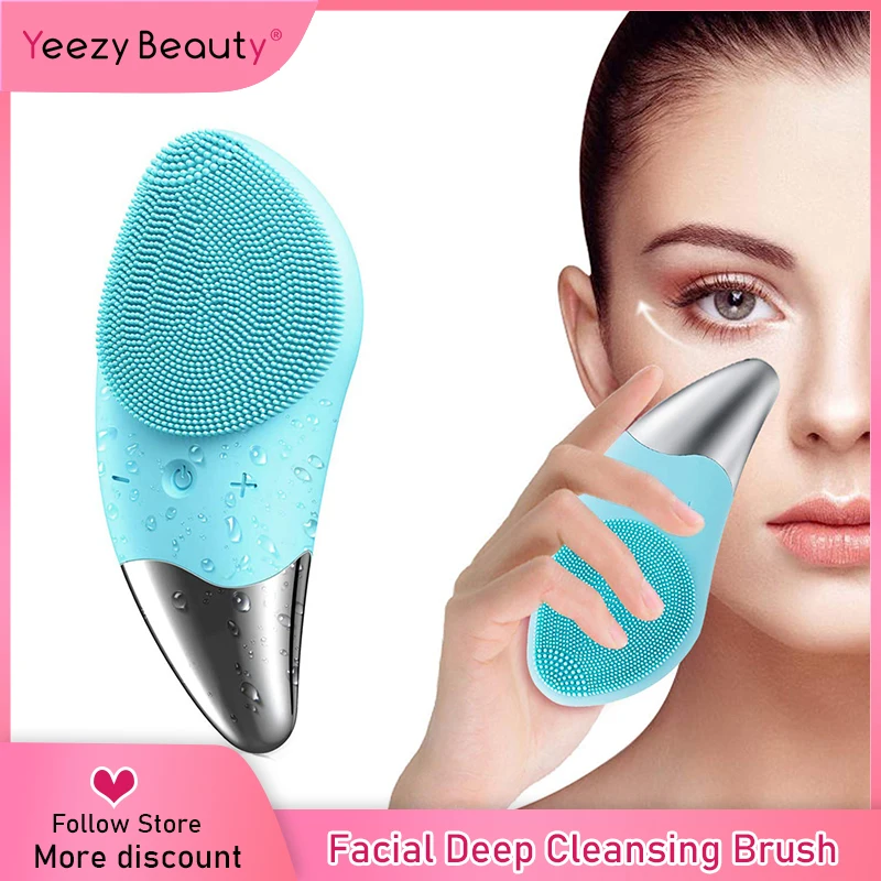 Silicone Facial Cleansing Brush Electric Facial Cleanser Massager Pore ...
