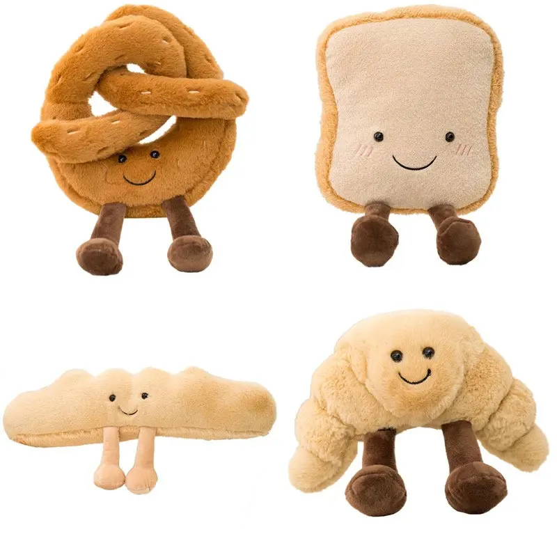 Soft Cartoon Figure Pretzel Crossant Toast Bread Doll Plush Food Toy ...