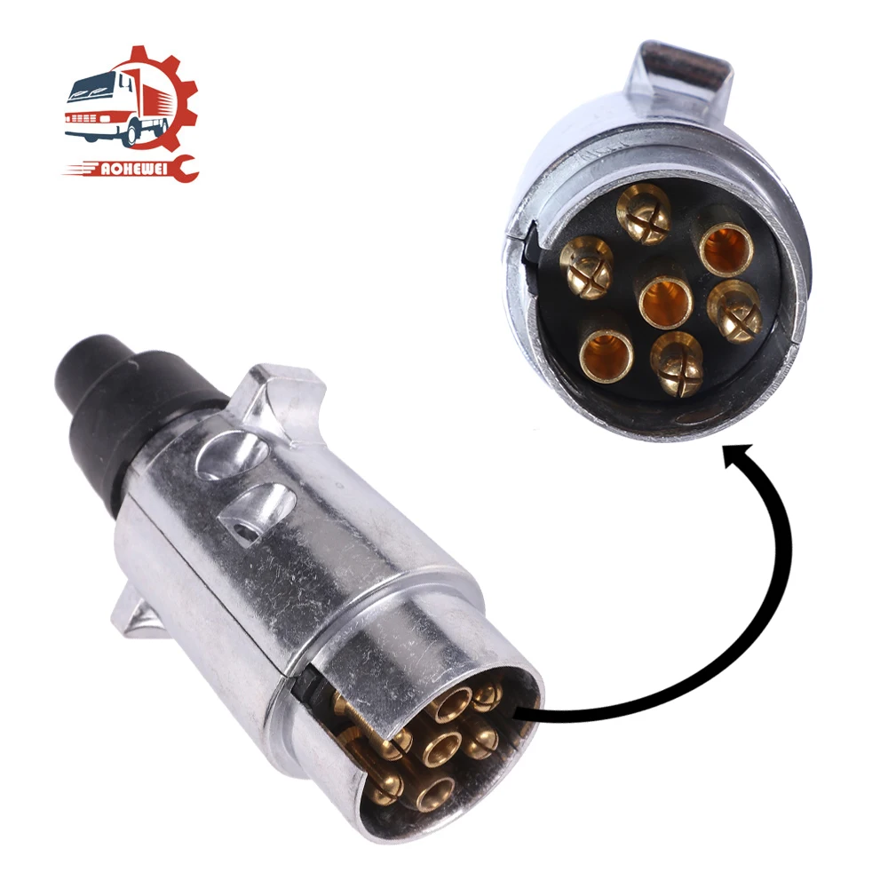 AOHEWEI 7 Pin Trailer Socket Towbar Metal Aluminum Alloy Plug 7 Pole ...